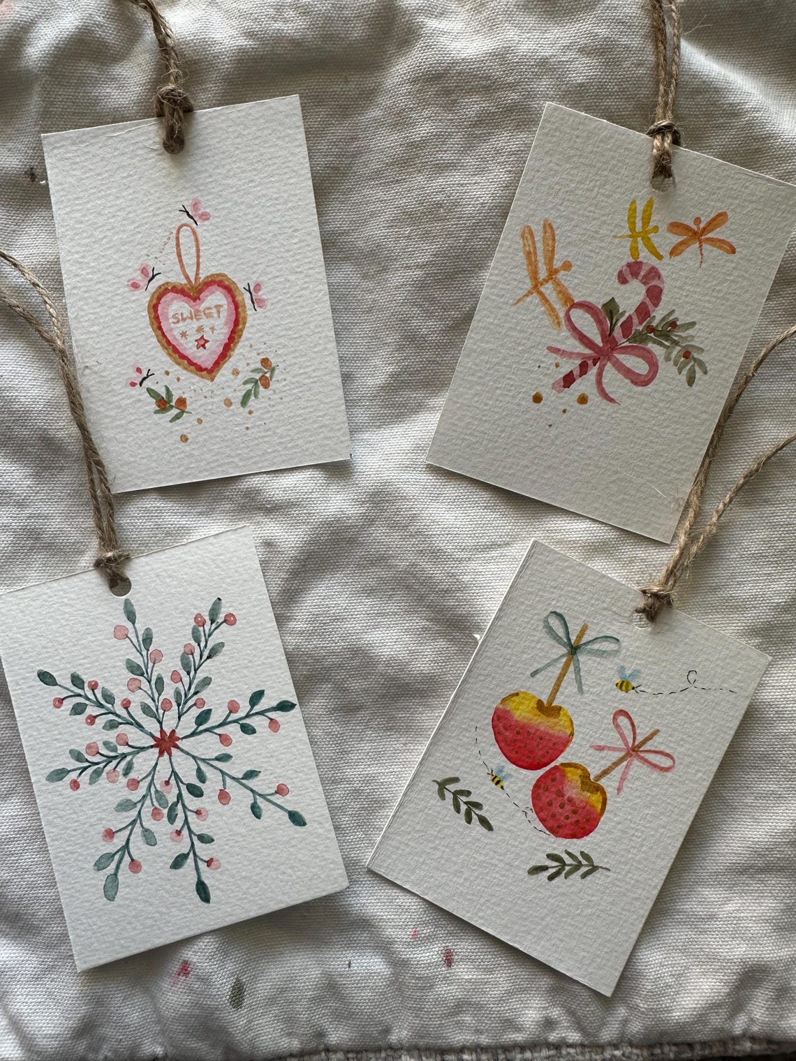Hand Painted Christmas Themed Gift Tags - Etsy