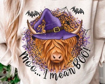 Halloween Highland Longhorn Cow Moo I Mean BOO Cute Cow - Etsy