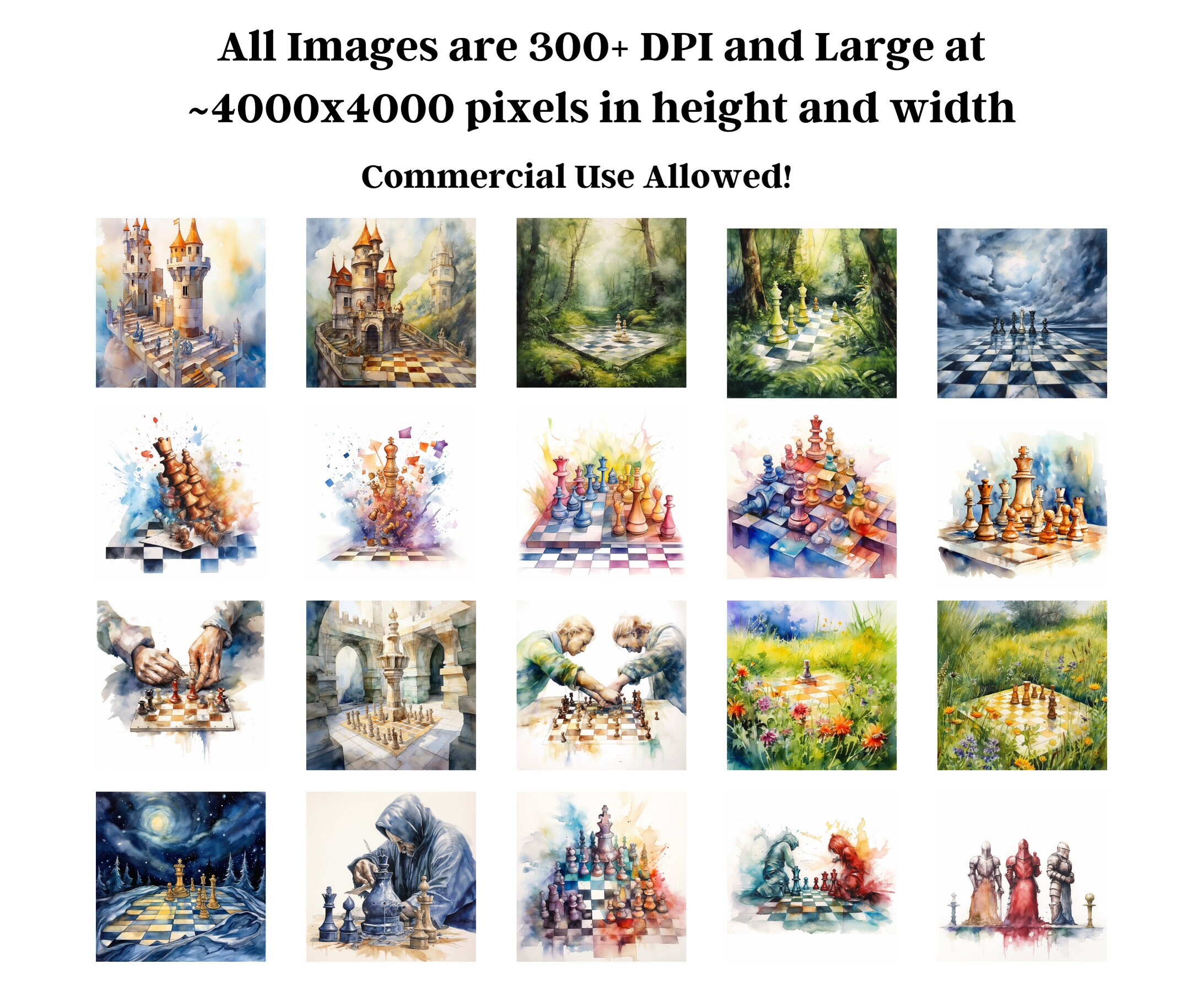 Watercolor Chess 20 PNG Bundle, Chess Clipart, Watercolor Chess, Chess ...