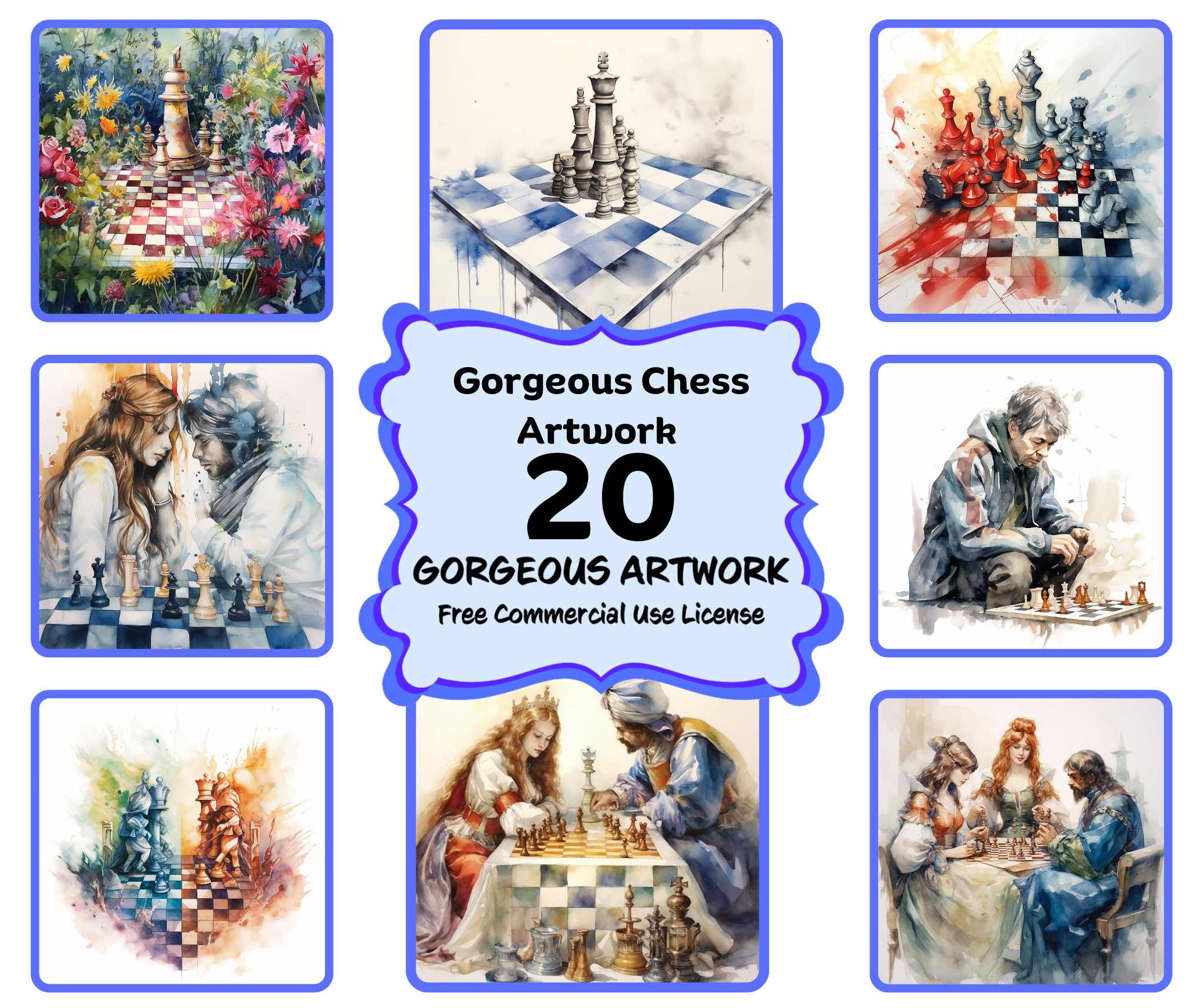 Watercolor Chess 20 PNG Bundle V2, Chess Clipart, Watercolor Chess ...
