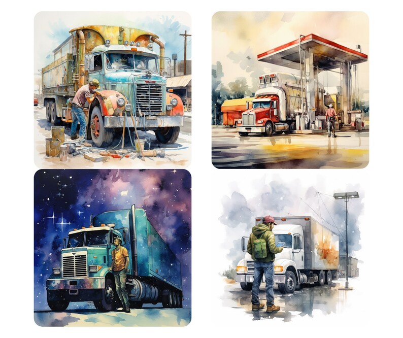 Truck Driver PNG Art Bundle, Semi-trailer Art, American Art, Truck ...