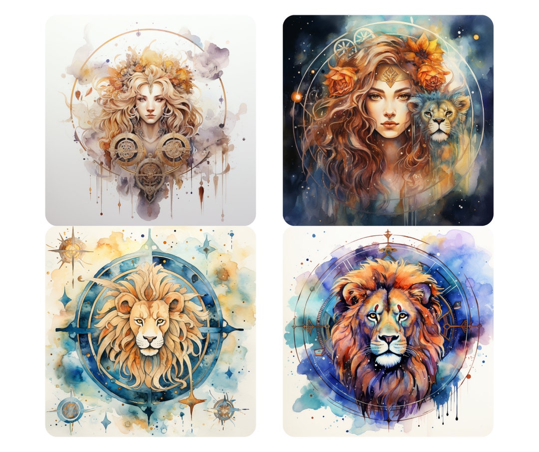 Leo Watercolor Goddess PNG Clipart Bundle, Printable Zodiac Sign ...