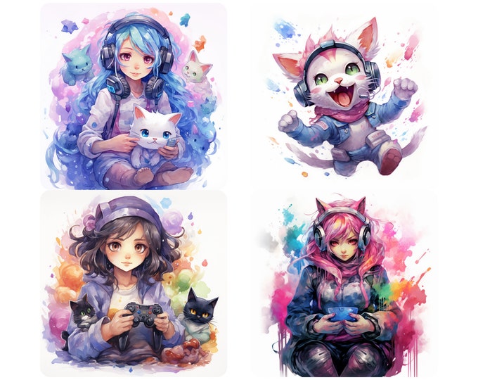 Kawaii Anime Cat Gamer Girl Pngtuber Cute Ready Gaming Vtuber Avatar ...
