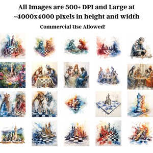 Watercolor Chess 20 PNG Bundle V2, Chess Clipart, Watercolor Chess ...