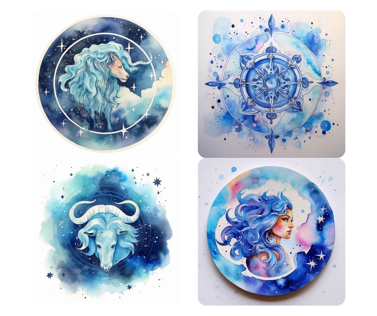 Aquarius Zodiac Sign PNG Clipart Bundle, Astrology Sign Art, Zodiac ...