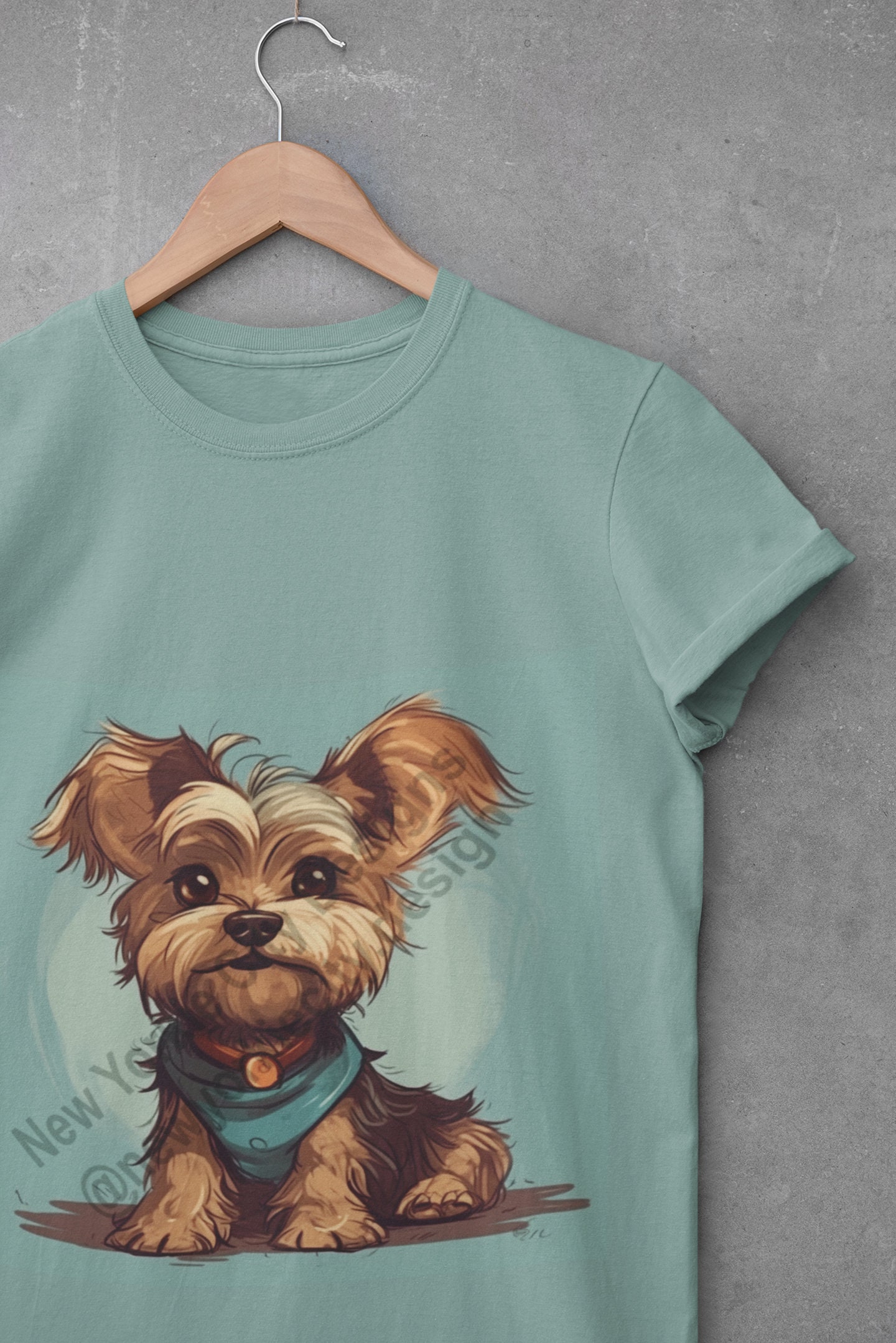 Illustrated Drawing Design of a Yorkie Sitting - Digital Download ...