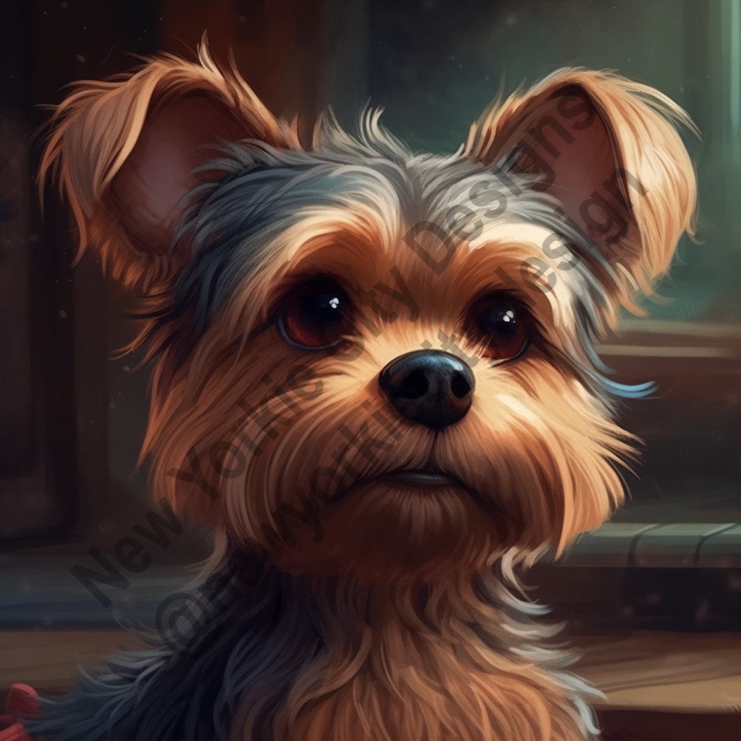 Animated Yorkie Portrait Design - Digital Download - Printable Wall Art ...