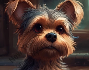 Illustrated Drawing Design of a Yorkie Sitting - Digital Download ...
