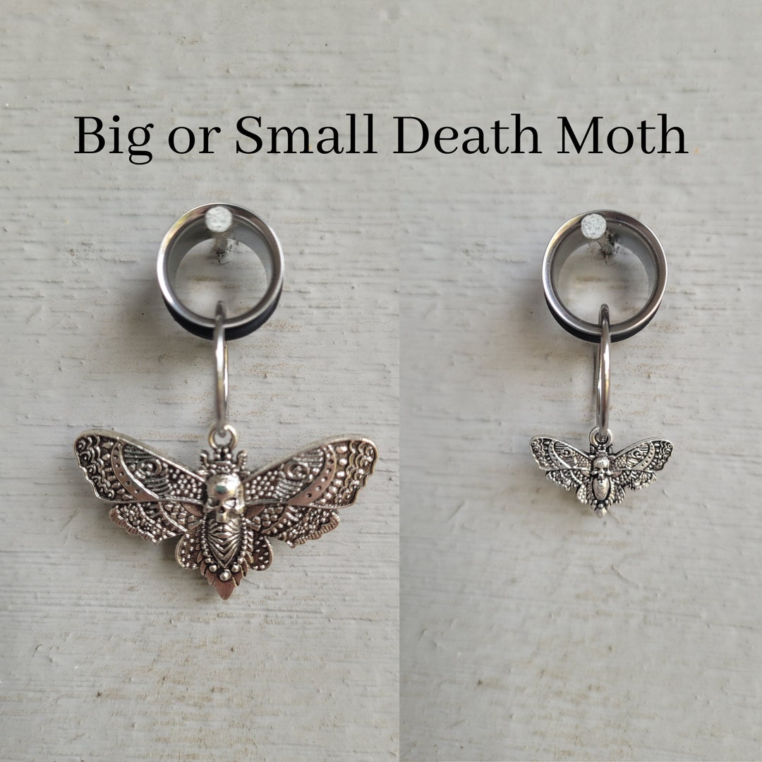 Luna Death Moth Skull Plug Hoop Gauges Tunnels Ear Earring Dangle ...