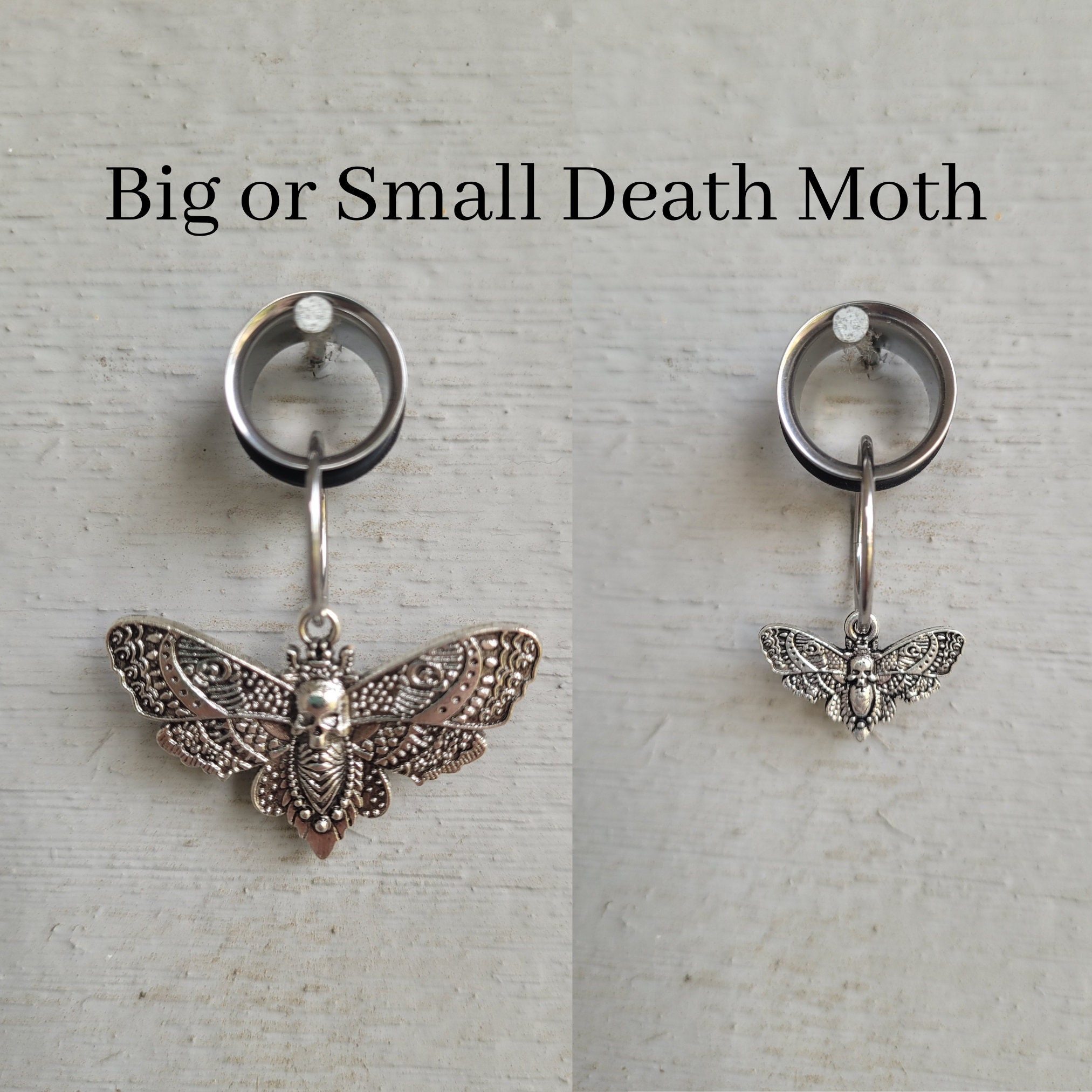 Luna Death Moth Skull Plug Hoop Gauges Tunnels Ear Earring Dangle ...