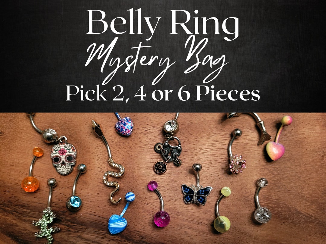 Belly Button Piercing Mystery Bag Box Black Silver Rose Gold 14g Goth ...