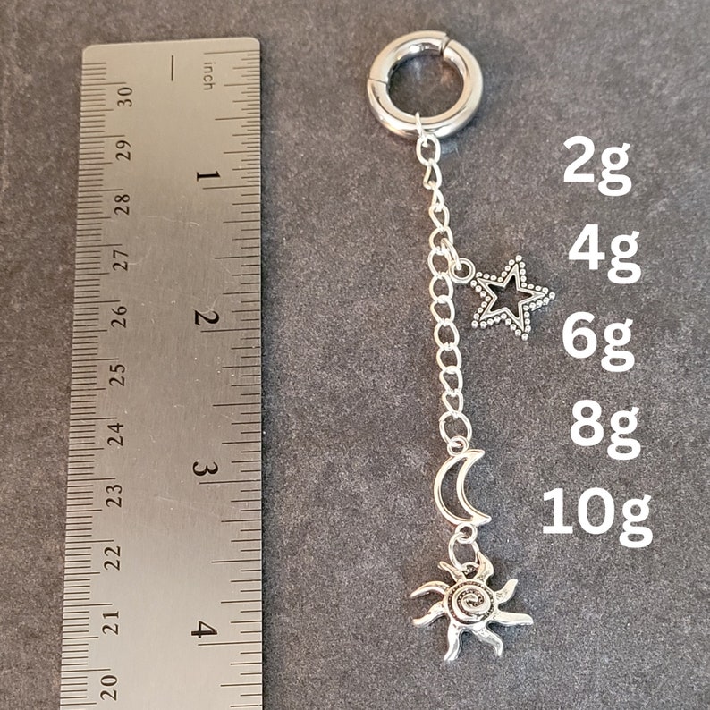 10g 8g 6g 4g 2g Moon Star Sun Hinged Clicker Ring Hoop Dangle - Etsy