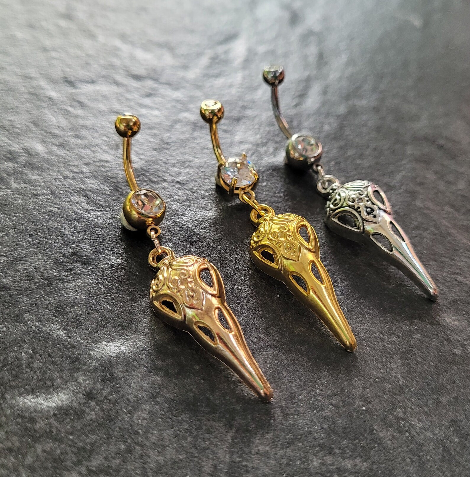 Raven Bird Skull Belly Button Ring Navel Goth Alt Grunge Unique Edgy ...
