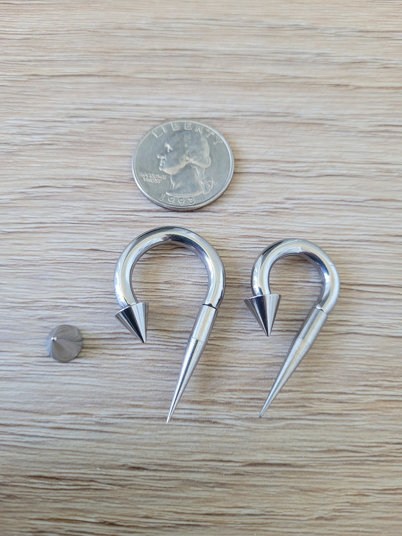 Long Spike Cone Septum Stretching Ring Horseshoe Silver 316L Surgical ...