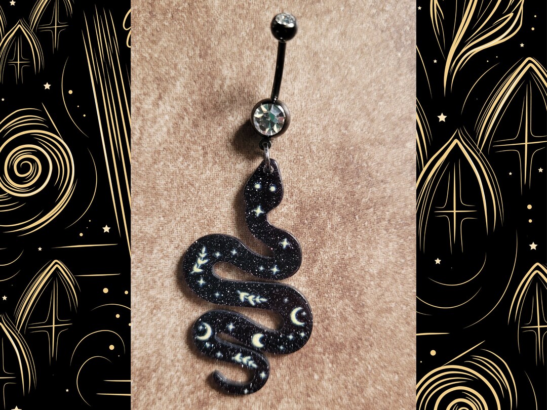 Black Snake Belly Ring Witchy Dark Goth Alt Grunge Halloween Unique Big ...