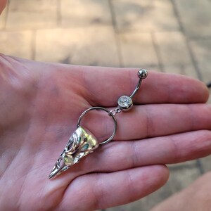 Raven Bird Skull Belly Button Ring Navel Goth Alt Grunge Unique Edgy ...