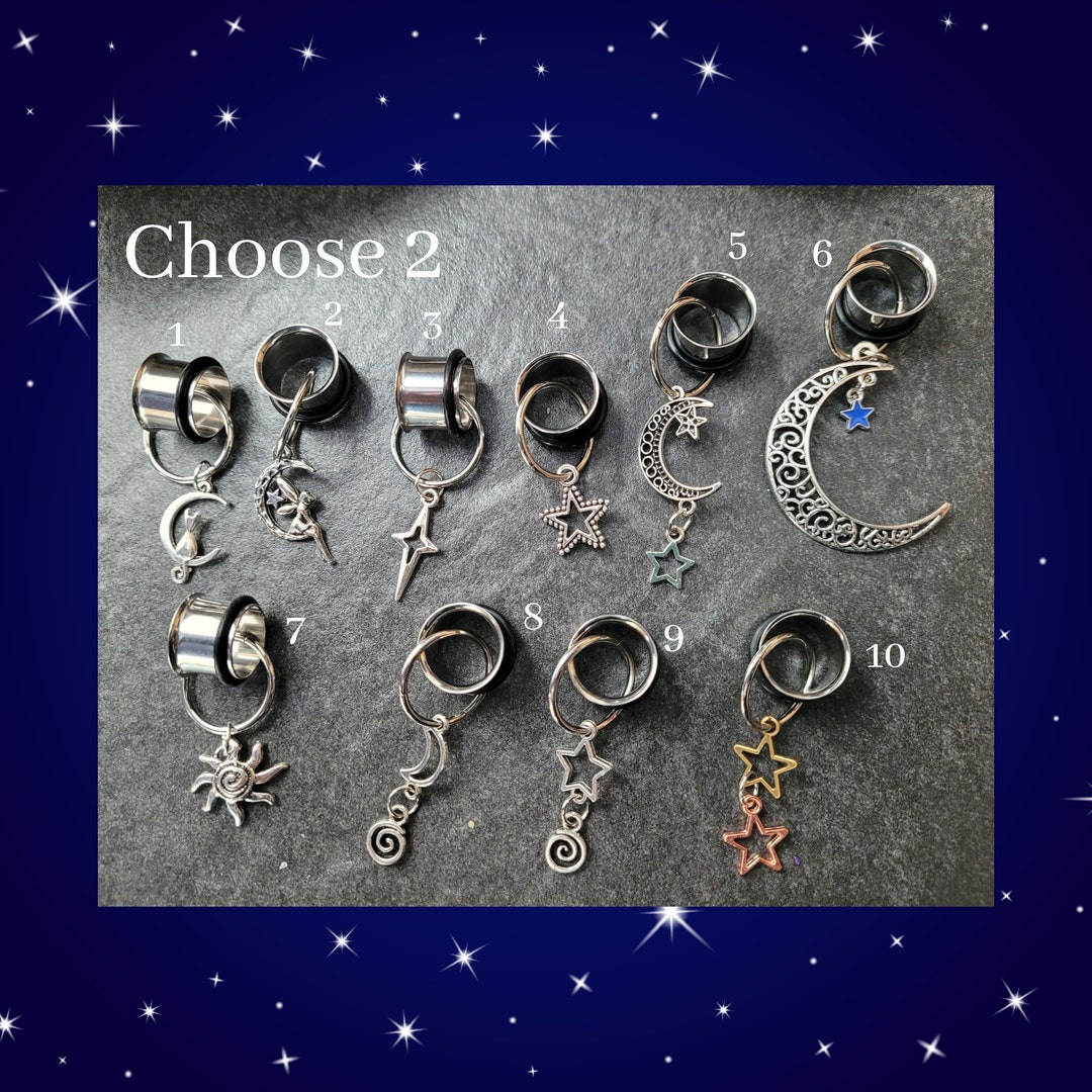 Pick 2 Plug Hoops Gauges Tunnels Ear Dangle Earrings Hanger 4g 2g 0g ...