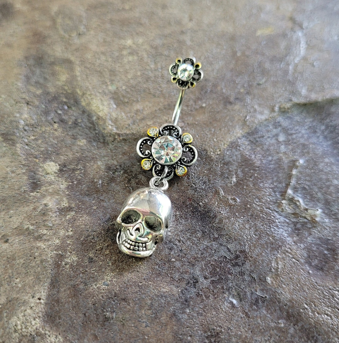 Gothic Skull Belly Button Ring – Witchy Dark Alt Grunge Piercing ...