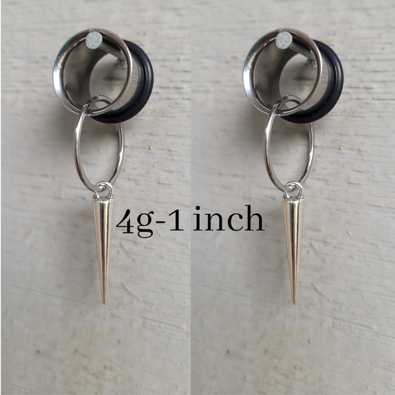 Goth Spike Plug Hoop Gauges Tunnels Ear Earrings Dangle 4g 2g 0g 00g 7/ ...