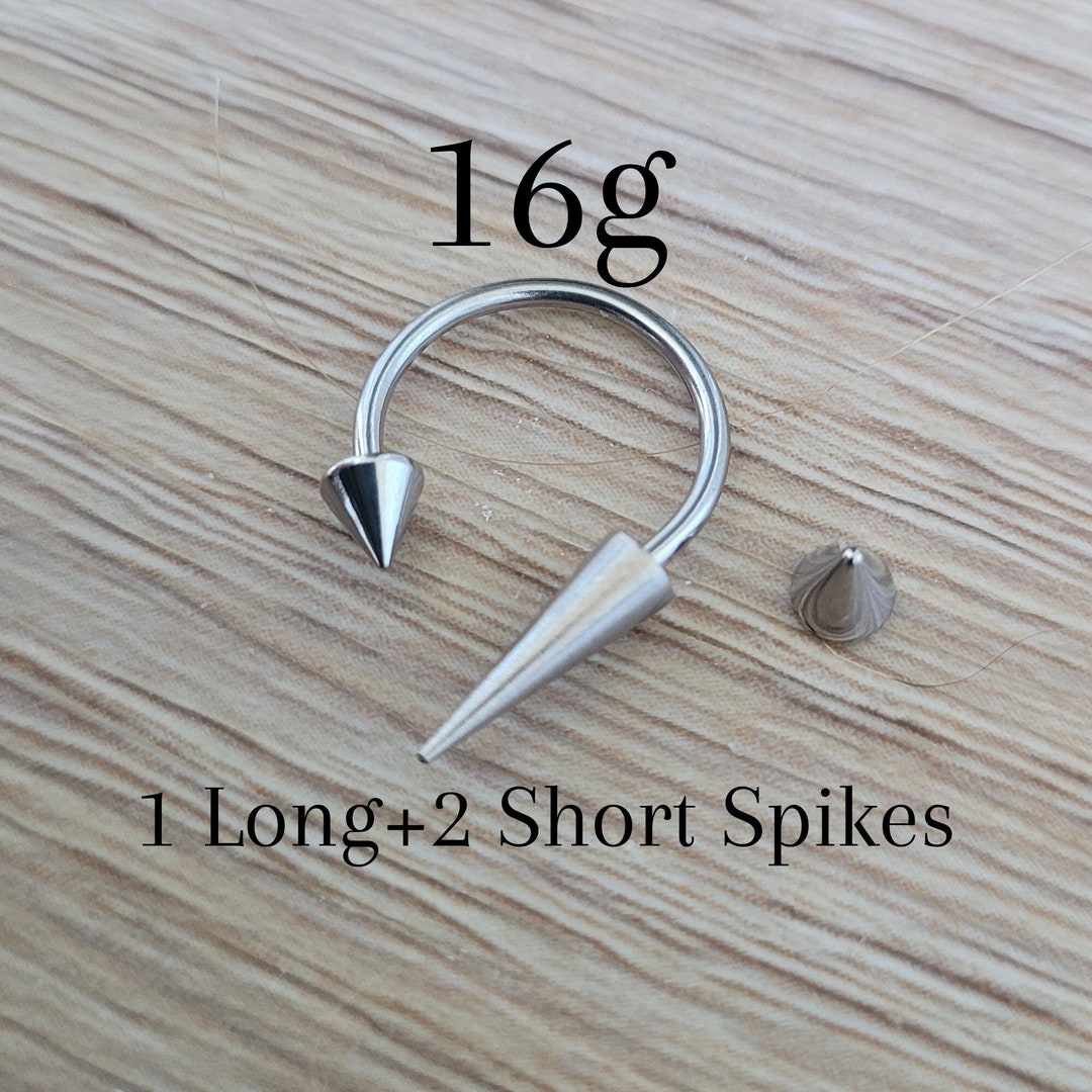16g Long Spike Cone Septum Ring Horseshoe Jewelry Silver 316L Surgical ...