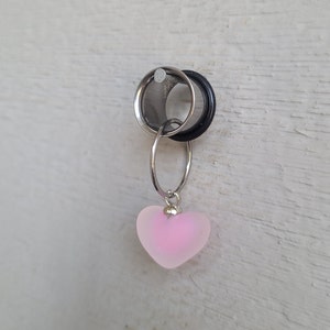 Pink Heart Plug Hoop Gauges Tunnels Ear Earrings Dangle Girly 4g 2g 0g ...