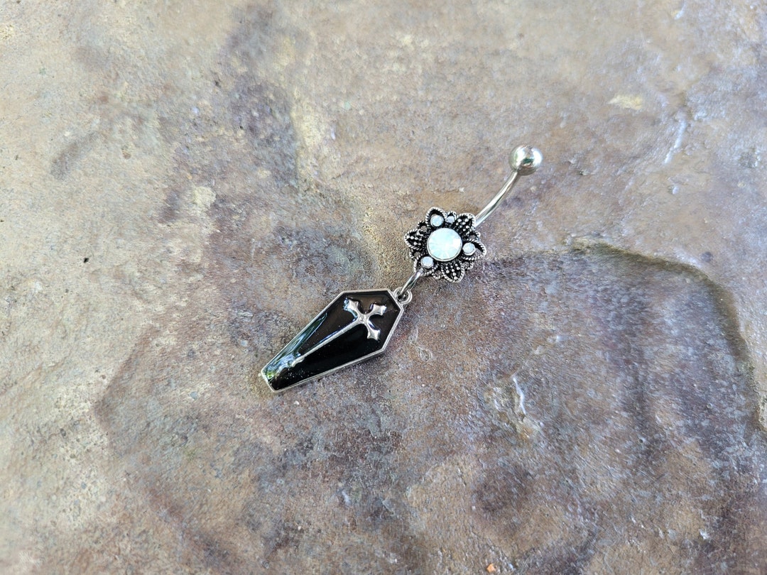 Black Coffin Belly Ring Silver Witchy Dark Goth Alt Grunge Punk Unique ...