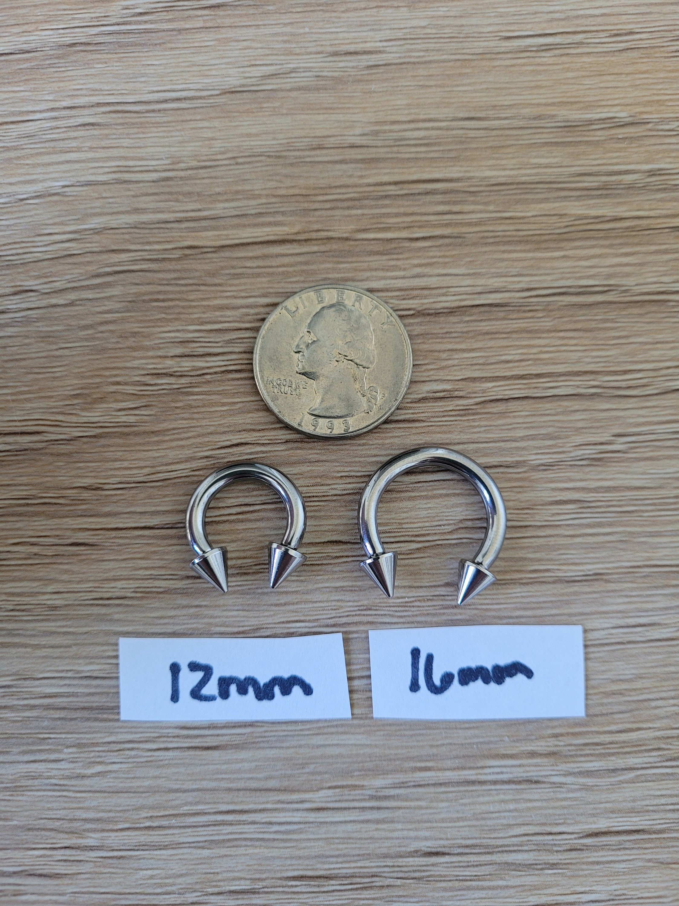 Long Spike Cone Septum Stretching Ring Horseshoe Silver 316L Surgical ...