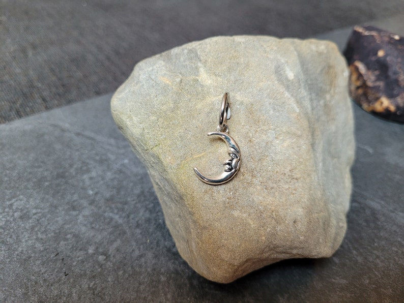 Belly Ring Cartilage Moon Man Silver Tiny Hoop Clicker Celestial Navel ...
