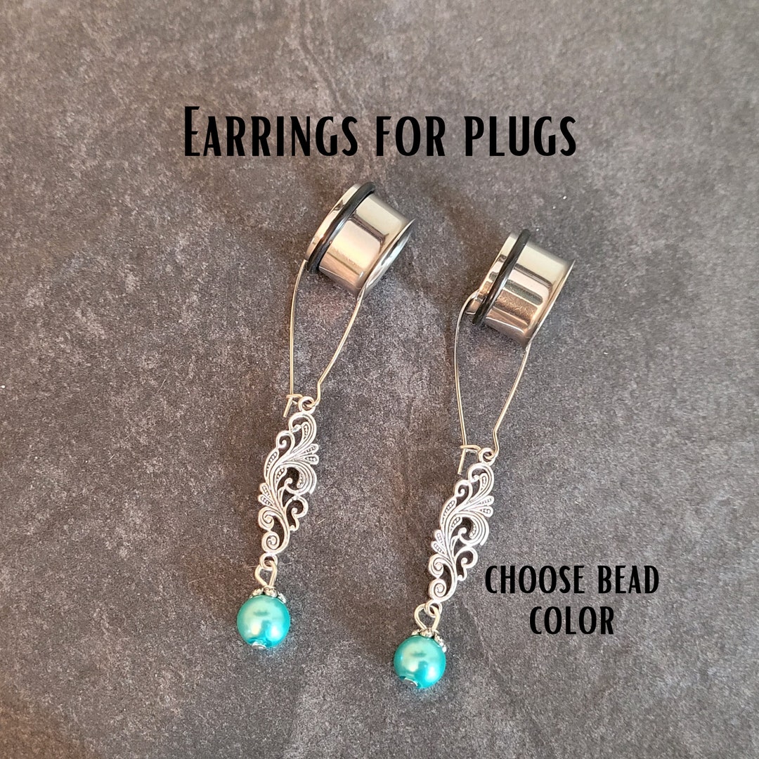 Plug Hoops Earrings Ear Gauges Dangle Charm Dangle Drop Earrings ...