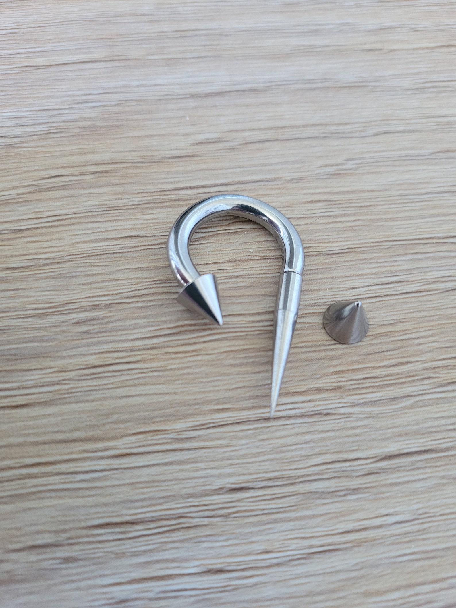 Long Spike Cone Septum Stretching Ring Horseshoe Silver 316L Surgical ...