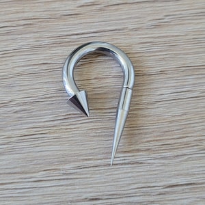 Long Spike Cone Septum Stretching Ring Horseshoe Silver 316L Surgical ...