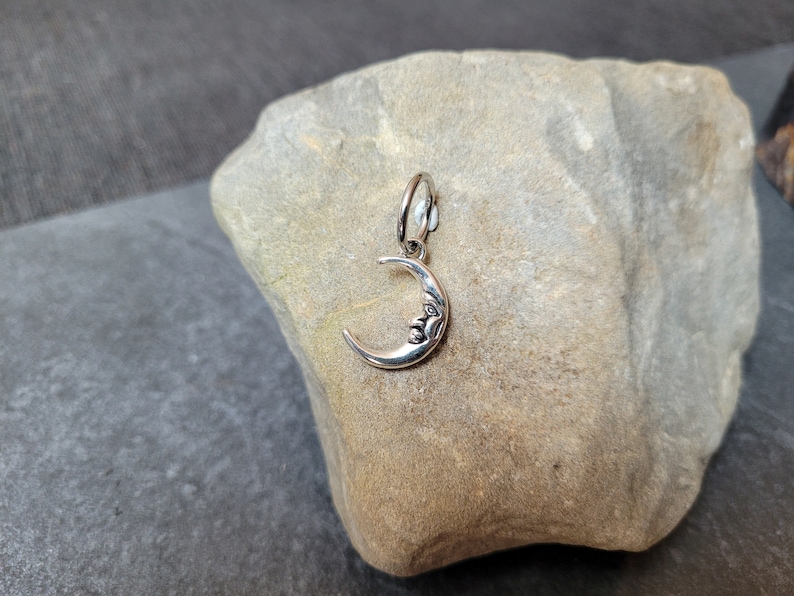 Belly Ring Cartilage Moon Man Silver Tiny Hoop Clicker Celestial Navel ...
