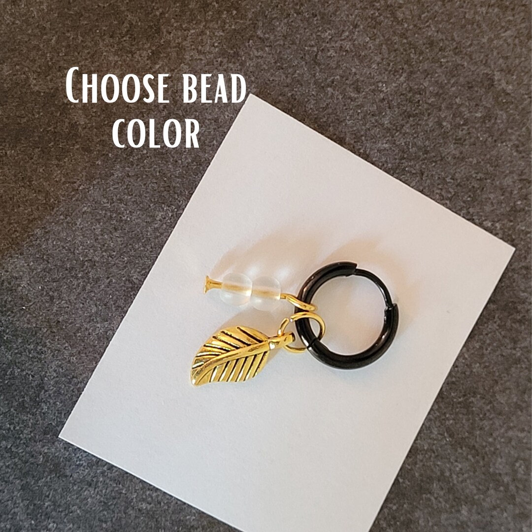 18g Helix Rook Conch Daith Tragus Gold Leaf Black Hinged Clicker Ring ...