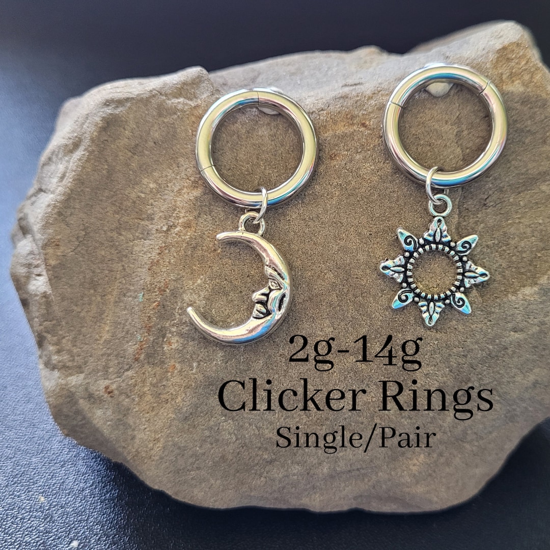 2g 4g 6g 8g 10g 12g 14g Moon Sun Clicker Ring Hoop Punk Gauges Earring ...