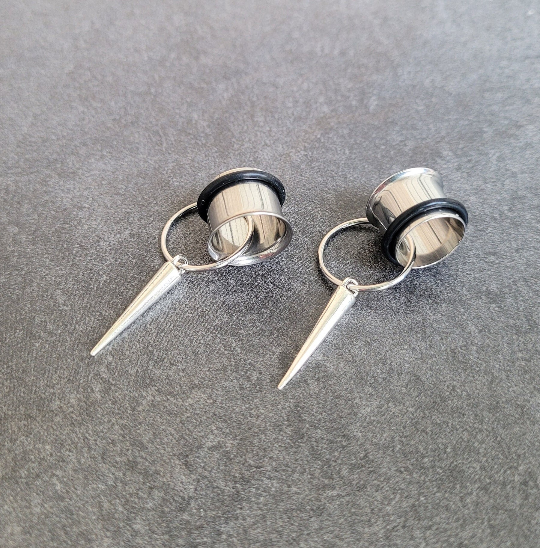 Goth Spike Plug Hoop Gauges Tunnels Ear Earrings Dangle 4g 2g - Etsy