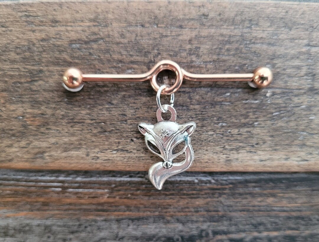 Industrial Barbell Rose Gold Silver Fox Mushroom Piercing Cottagecore ...