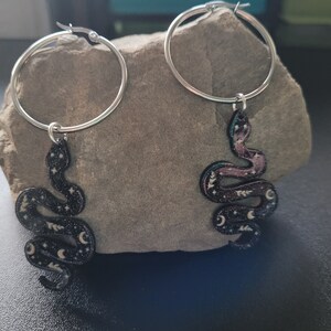 Pair Black Snake Big Hoop Earrings Silver Witchy Alt Grunge Punk ...