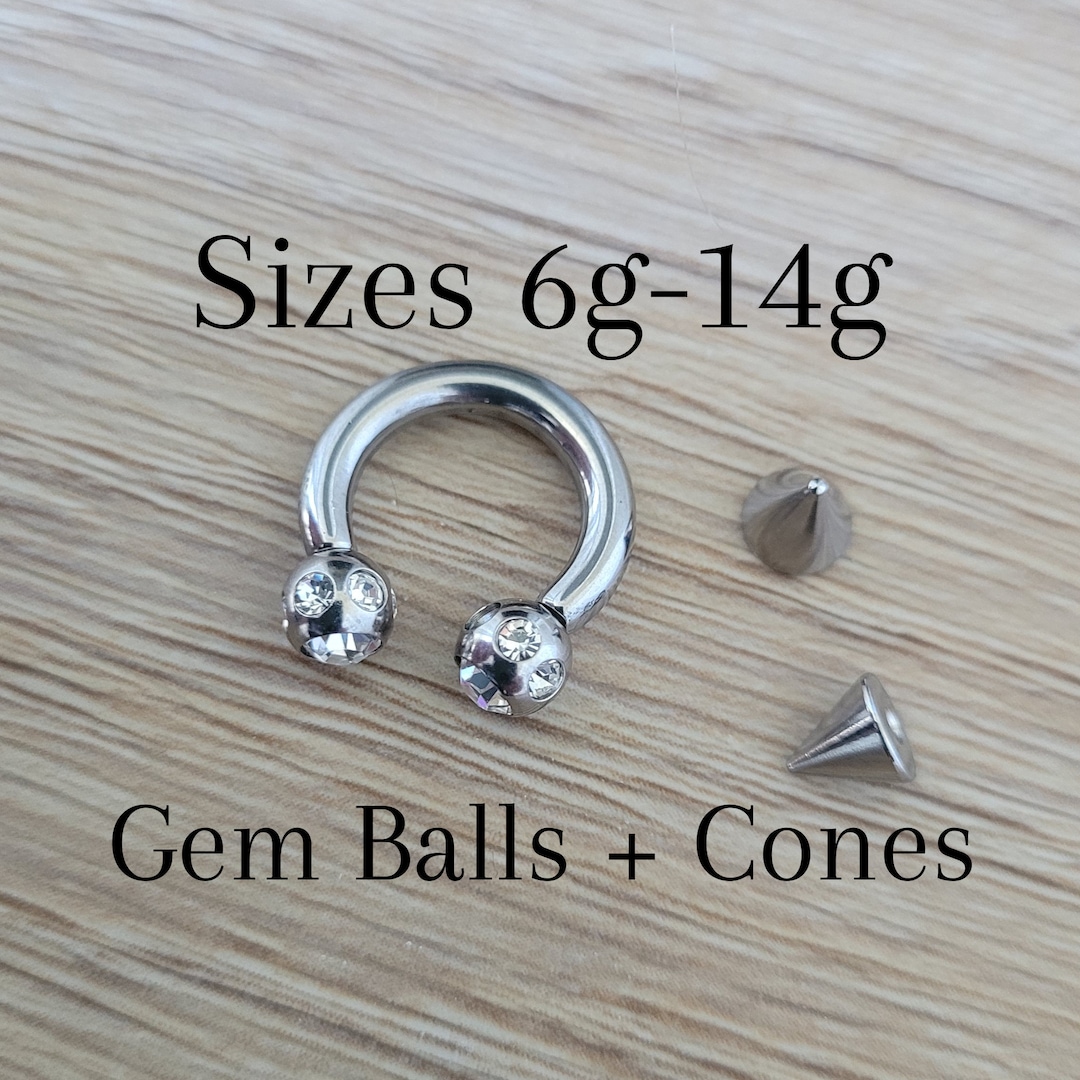 Horseshoe Septum Gem Diamond Cone Stretching Ring Silver Surgical Steel ...