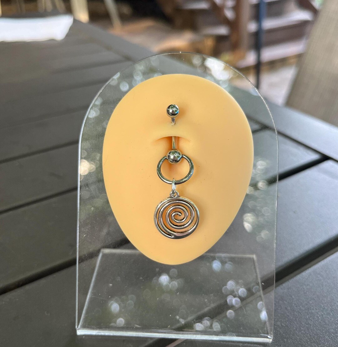 Swirl Spiral Belly Ring Grunge Gothic Alt Silver Goth Dangle Button ...