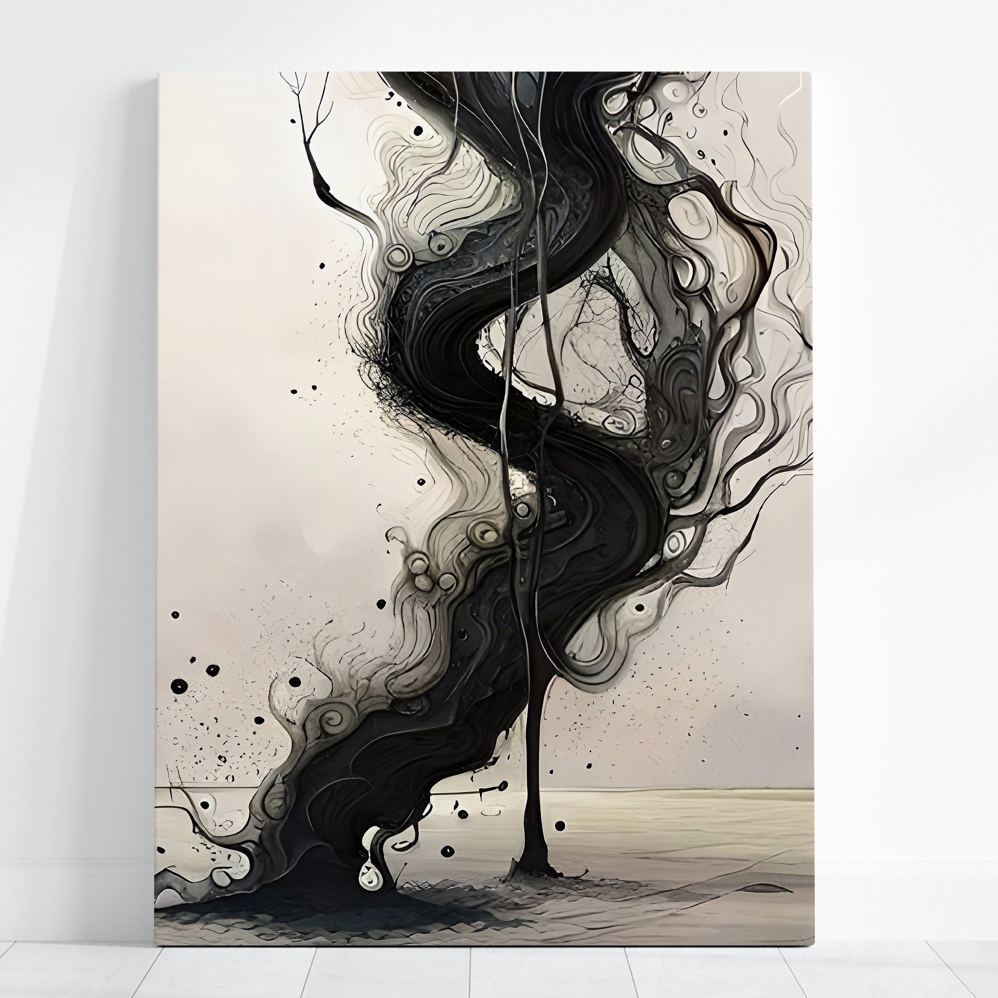 Black and White Abstract Venom Wall Art, Symbiote Wall Art, Venom ...