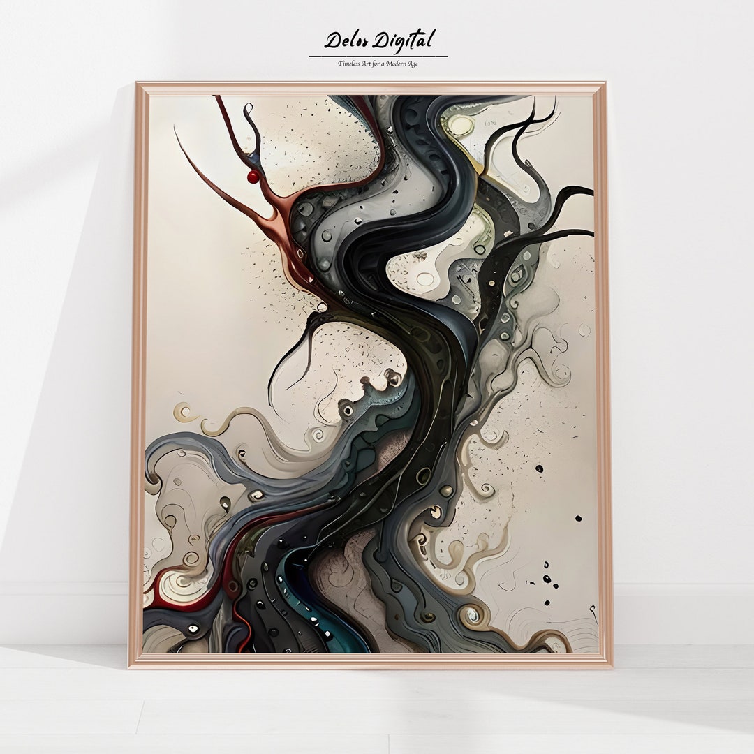 Black and White Abstract Wall Art, Symbiote Wall Art, Ink Goo Slime ...