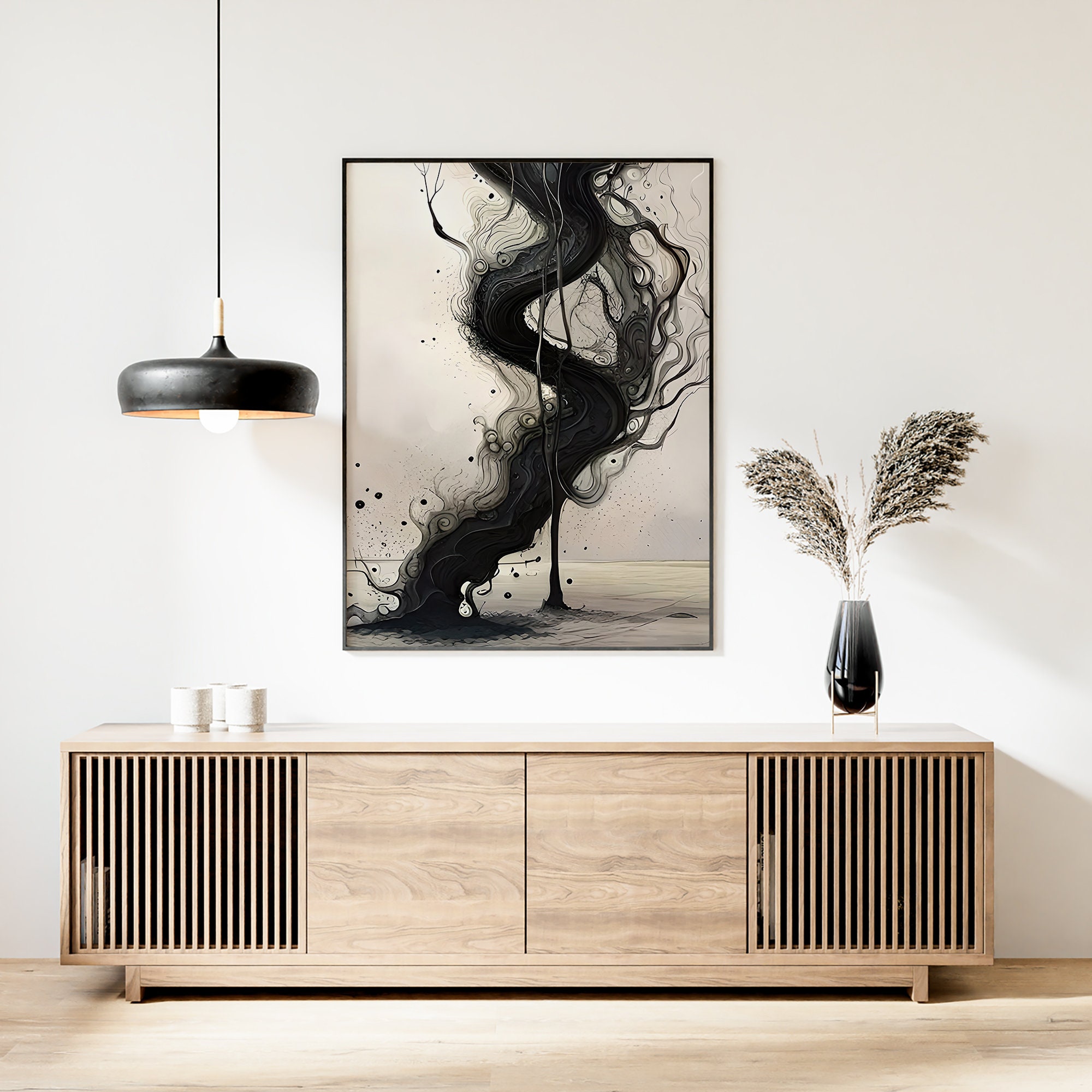 Black and White Abstract Venom Wall Art, Symbiote Wall Art, Venom ...