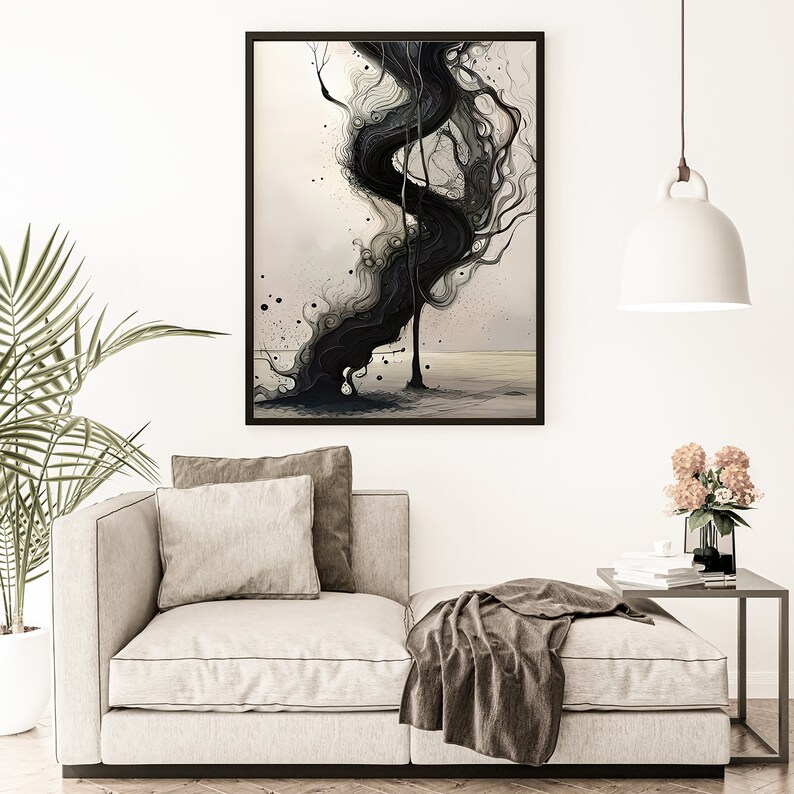 Black and White Abstract Venom Wall Art, Symbiote Wall Art, Venom ...