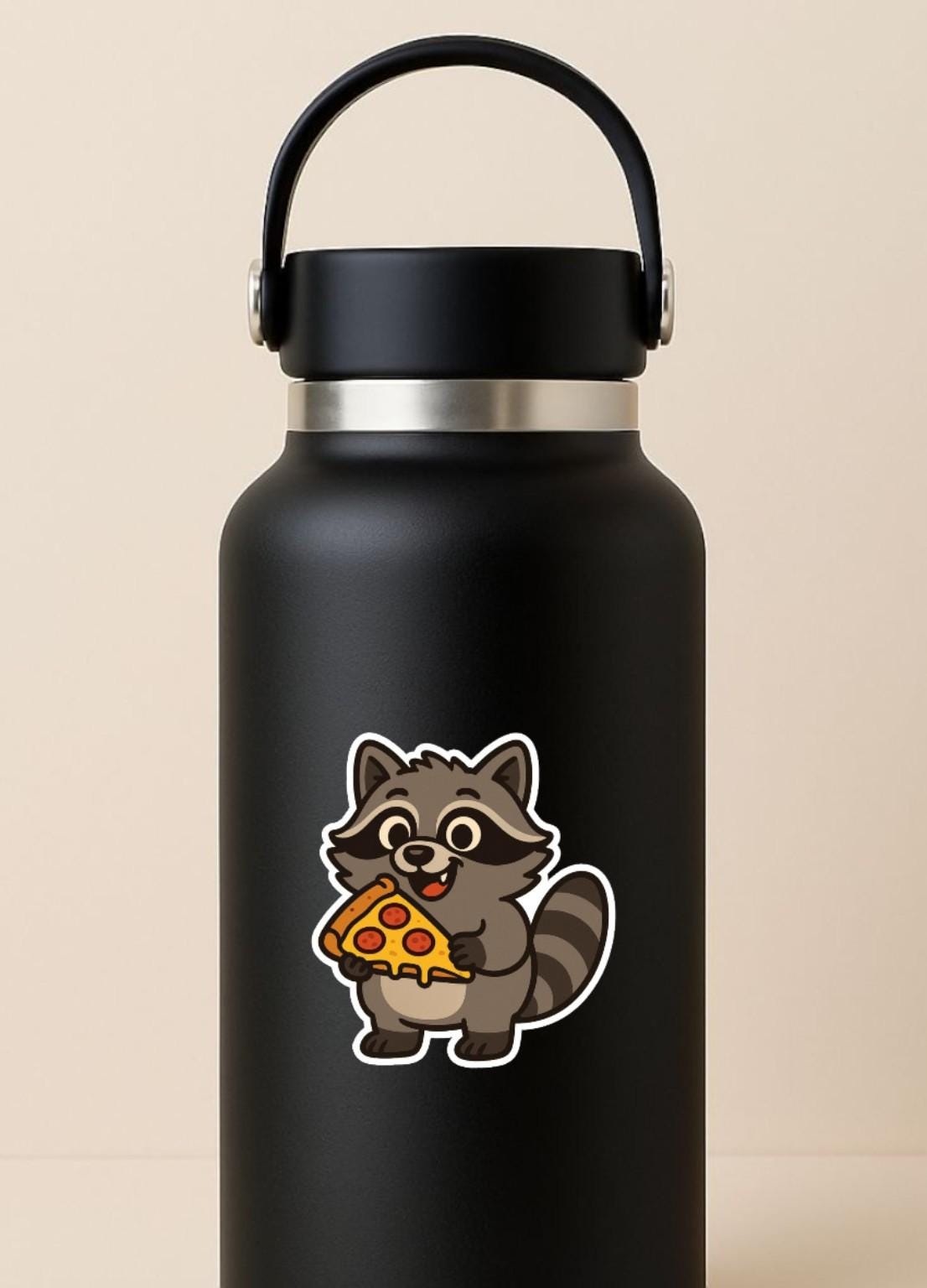 Pizza Snack Bandit Raccoon – Cute Cartoon Vinyl Sticker | Collectible ...