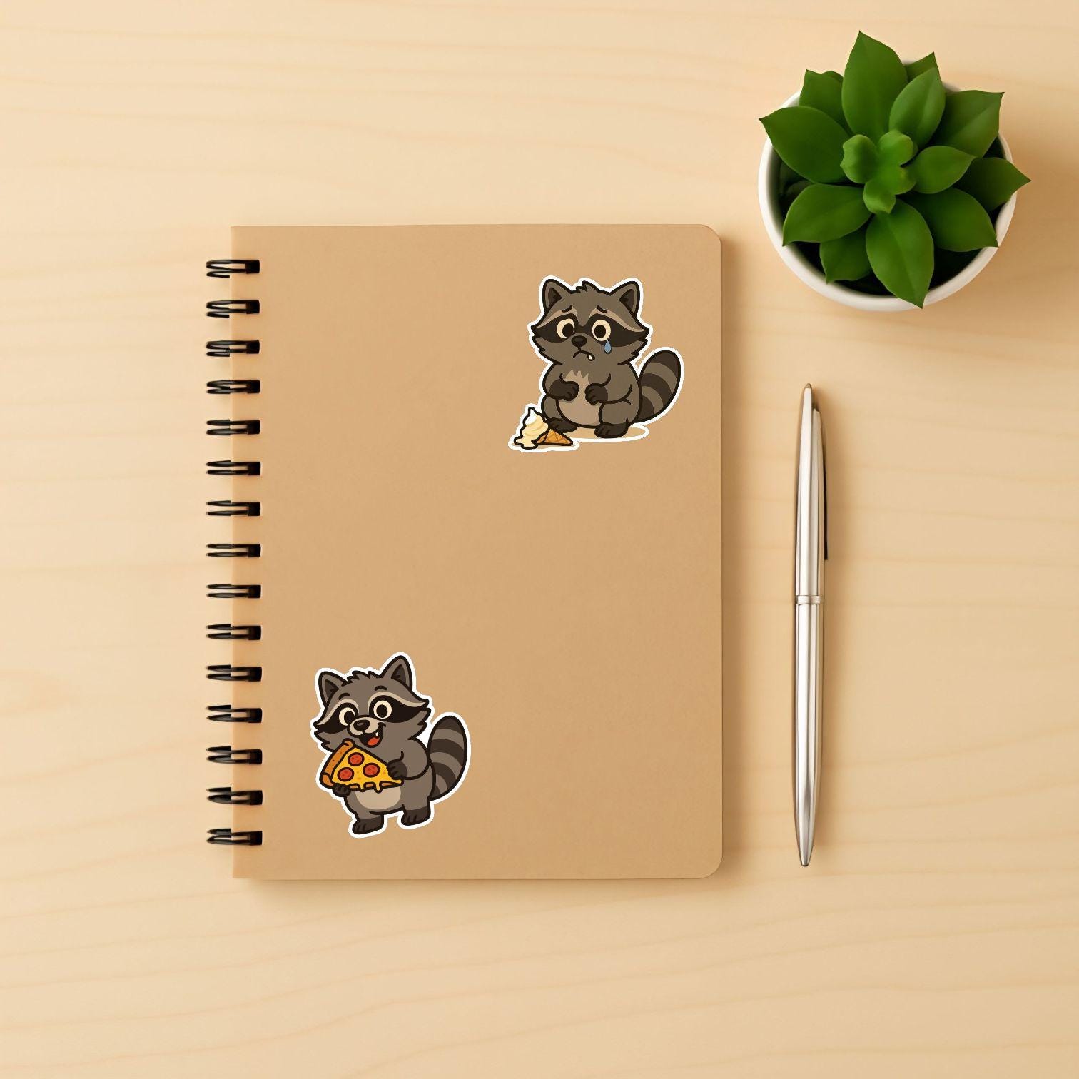 Pizza Snack Bandit Raccoon – Cute Cartoon Vinyl Sticker | Collectible ...