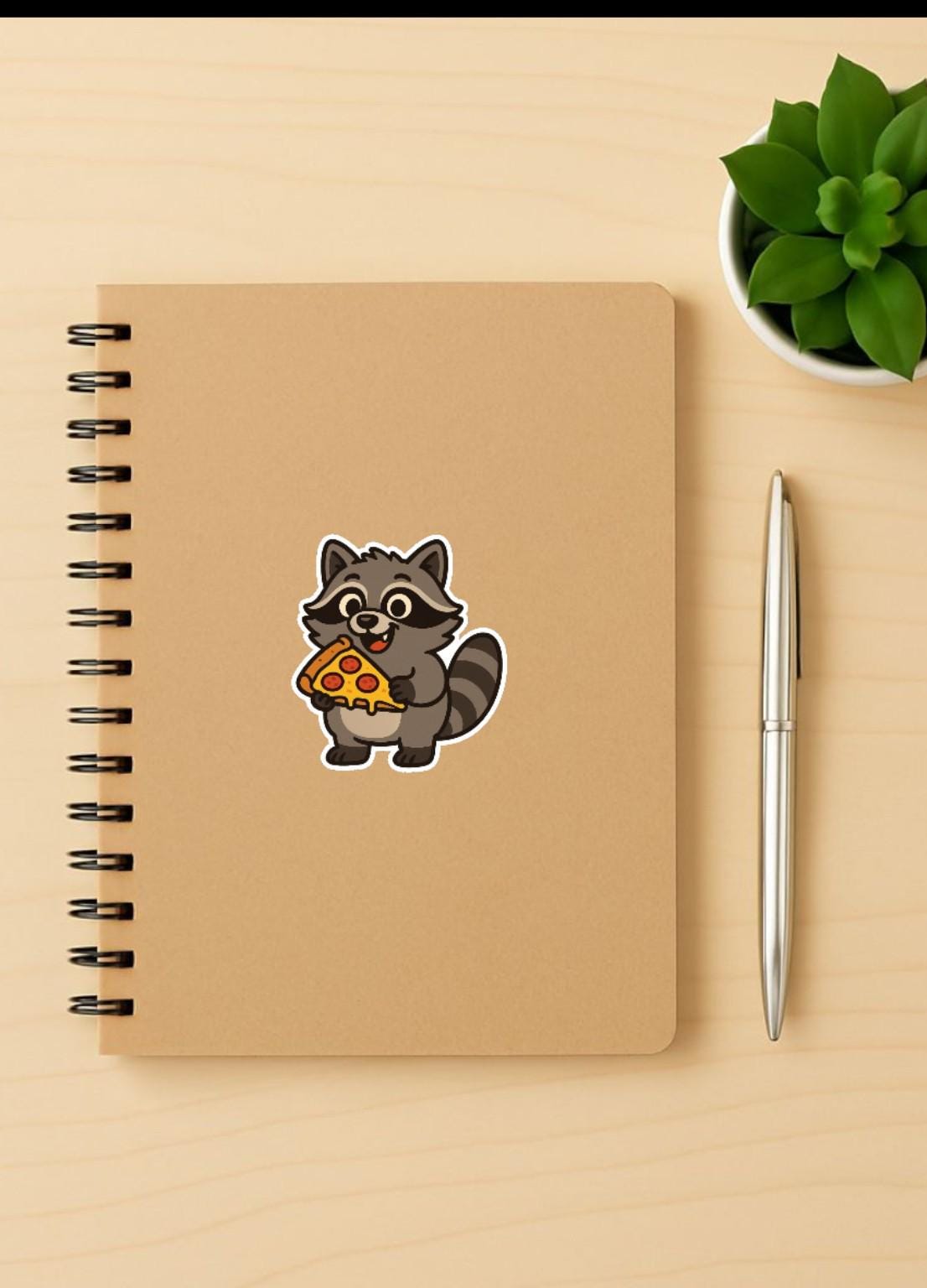 Pizza Snack Bandit Raccoon – Cute Cartoon Vinyl Sticker | Collectible ...