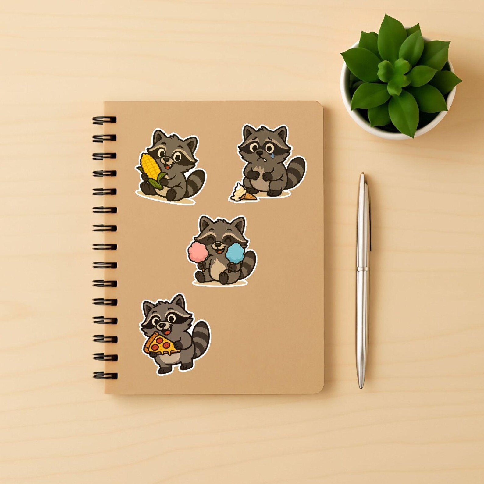 Corn on the Cob Raccoon Sticker – Snack Bandit Collectible Series, Cute ...