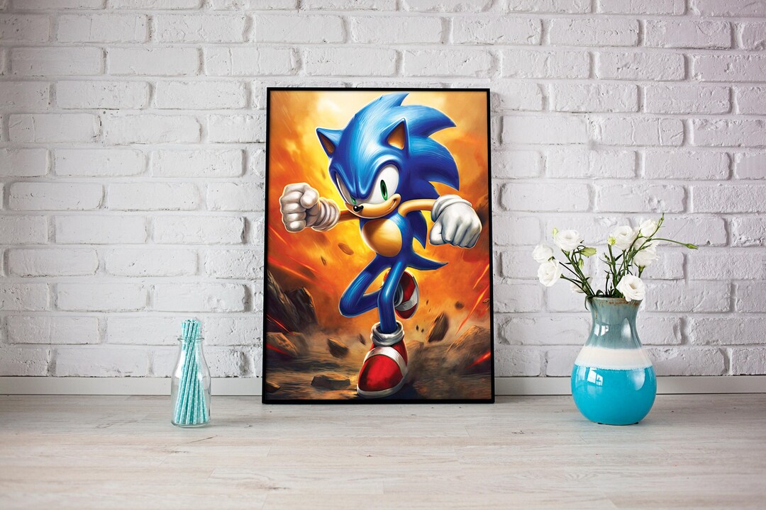 Sonic Portrait Print, Sonic the Hedgehog Wall Art, Gaming Wall Art ...