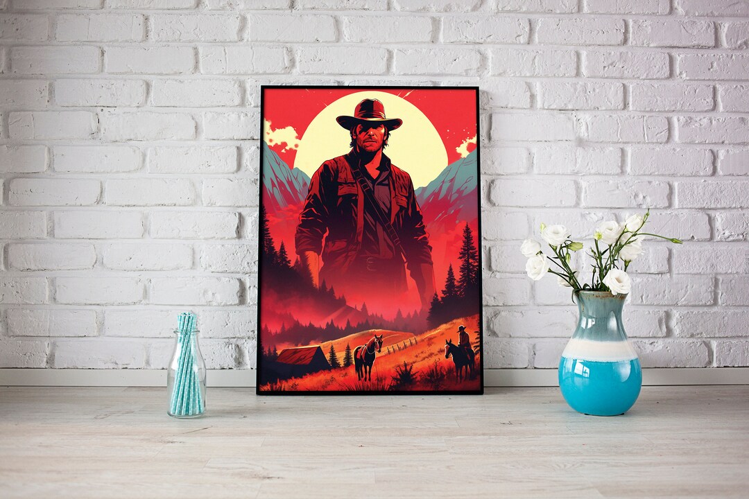 Arthur Morgan, Gaming Poster Print, Gaming Wall Art, Printable Art, Red ...