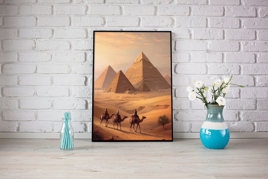 Egyptian Pyramids Print, Egypt Wall Art, Africa Wall Art, Pyramids Oil ...